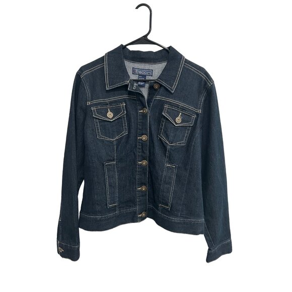 Baccini | Jackets & Coats | Baccini Womens Dark Denim Buttonup Jacket L ...